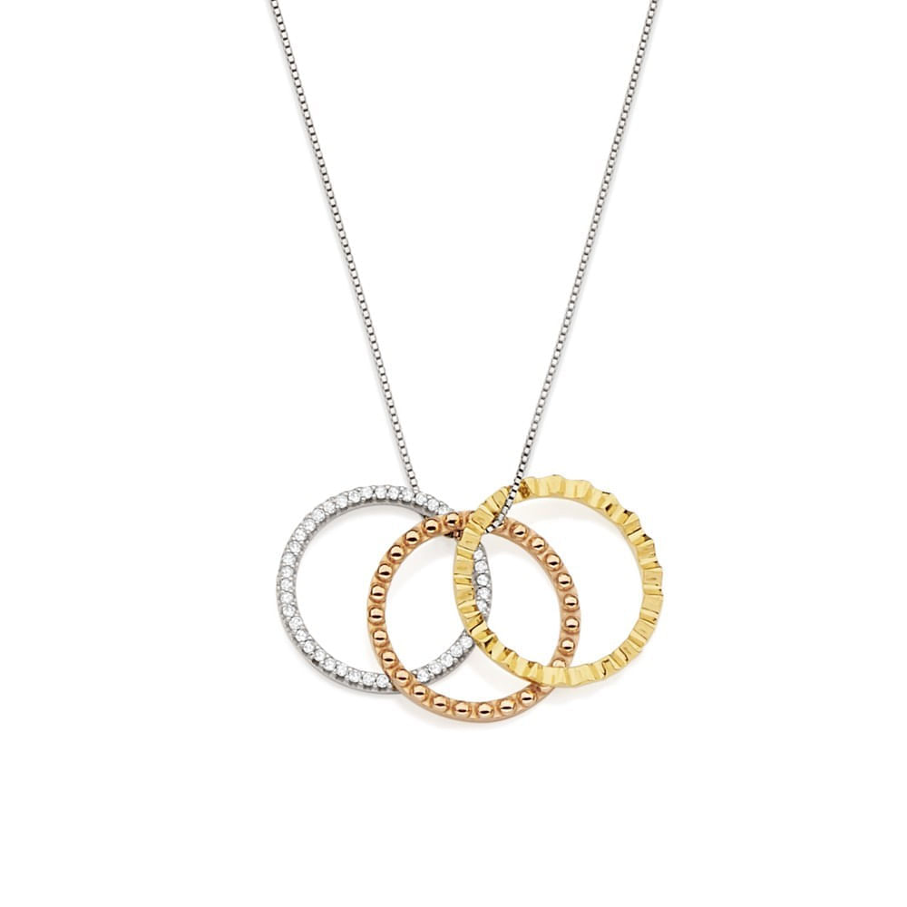 Colar Clássicos 3 Argolas em Ouro Três Cores 18k | Maxior